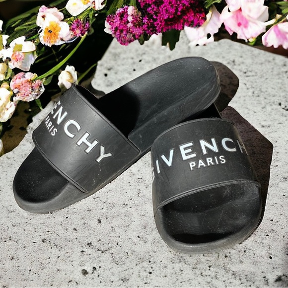 Givenchy | Shoes | Authentic Givenchy Logo Rubber Slide Sandal Black ...